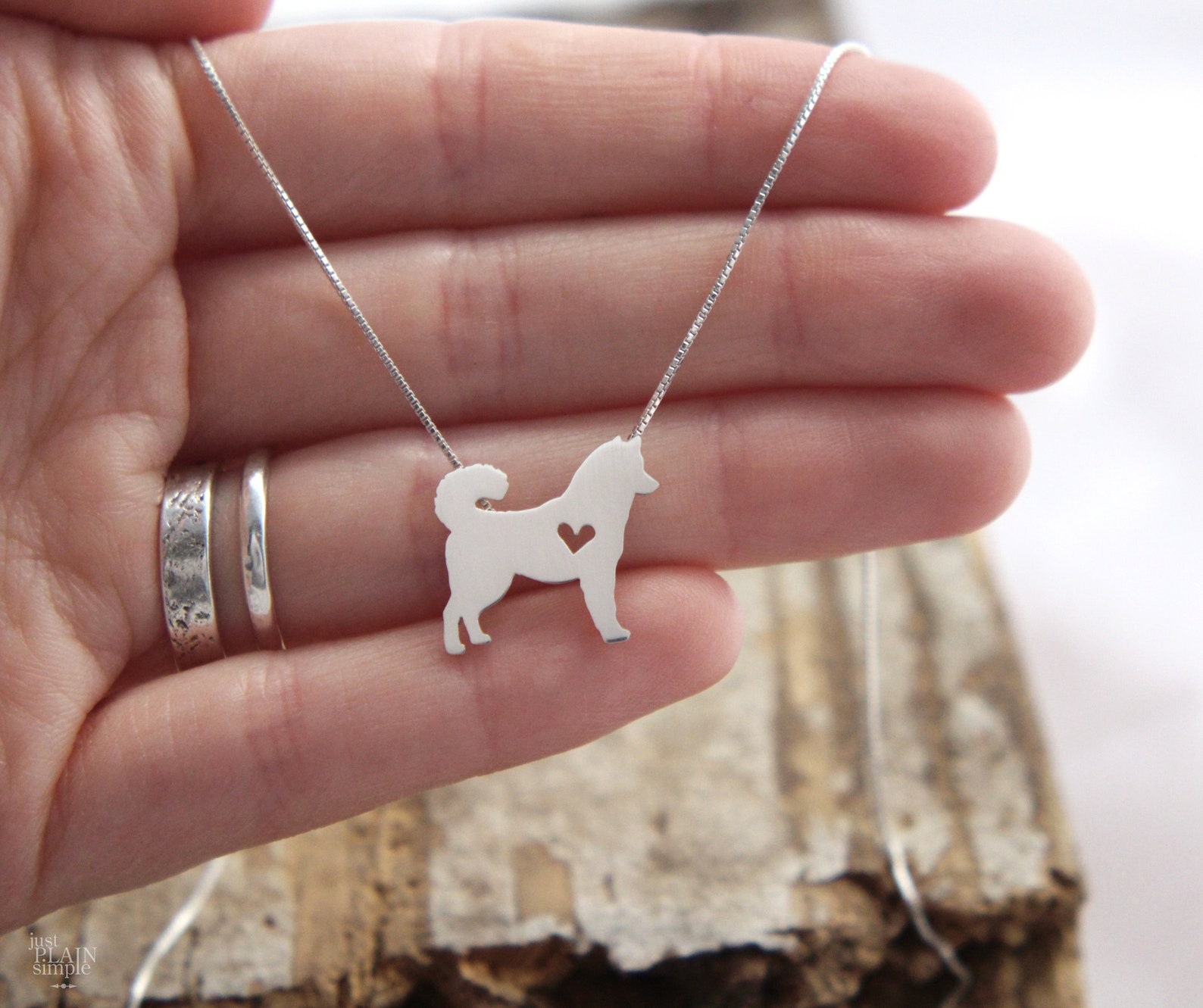 Tiny Husky Necklace Sterling Silver Hand Cut Pendant and | Etsy