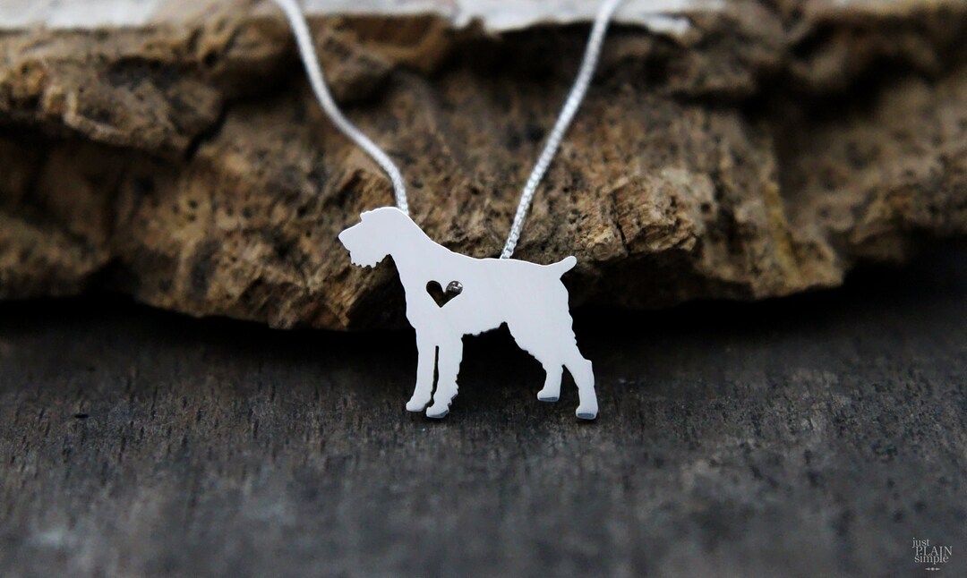 Tiny German Wirehaired Pointer, Sterling Silver Necklace, Handmade ...