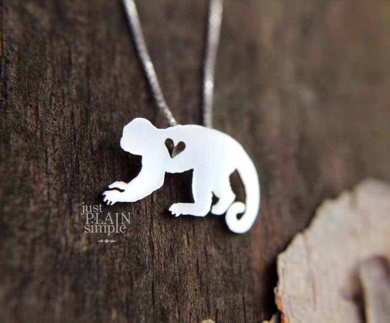 Tiny Capuchin Monkey, Sterling Silver Hand Cut Wildlife Pendant and ...
