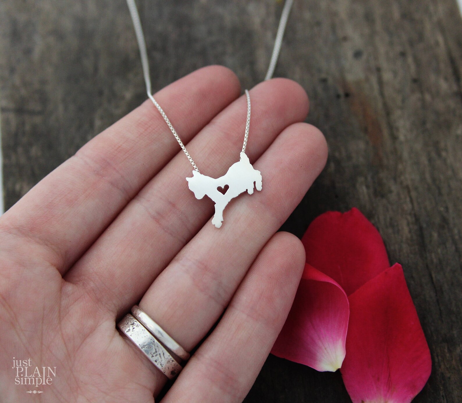 Tiny Baby Goat Necklace, Sterling Silver Hand Cut Pendant and Heart - Etsy