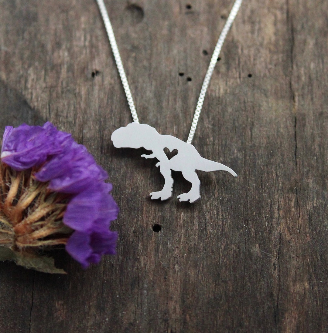 Tiny T-rex Necklace, Sterling Silver Dinosaur Pendant, Hand Made Animal ...