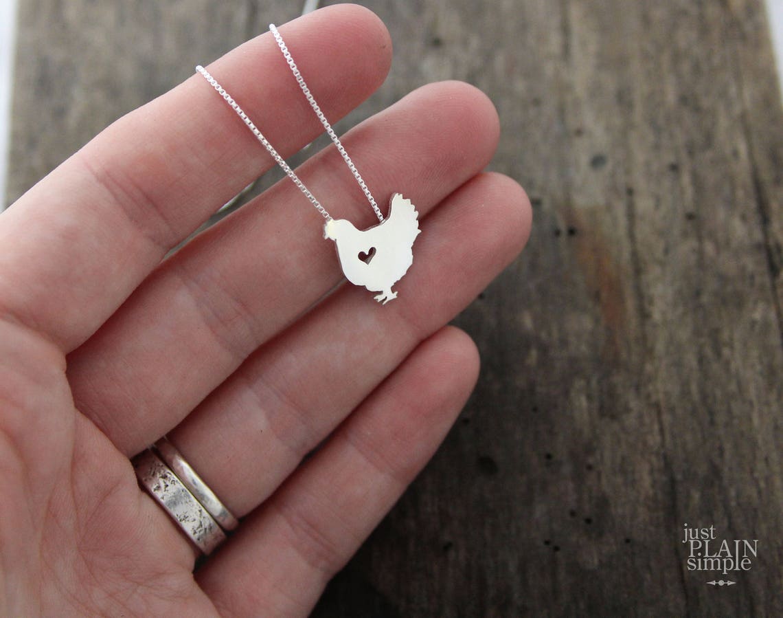 Tiny Hen Chicken Necklace Sterling Silver Hand Cut Pendant - Etsy