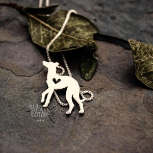 Tiny Whippet Necklace, Sterling Silver Hand Cut Pendant and Heart, Dog ...