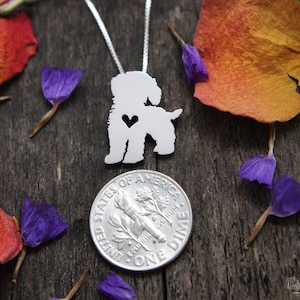 Tiny Cockapoo Necklace, Sterling Silver Hand Cut Pendant and Heart ...
