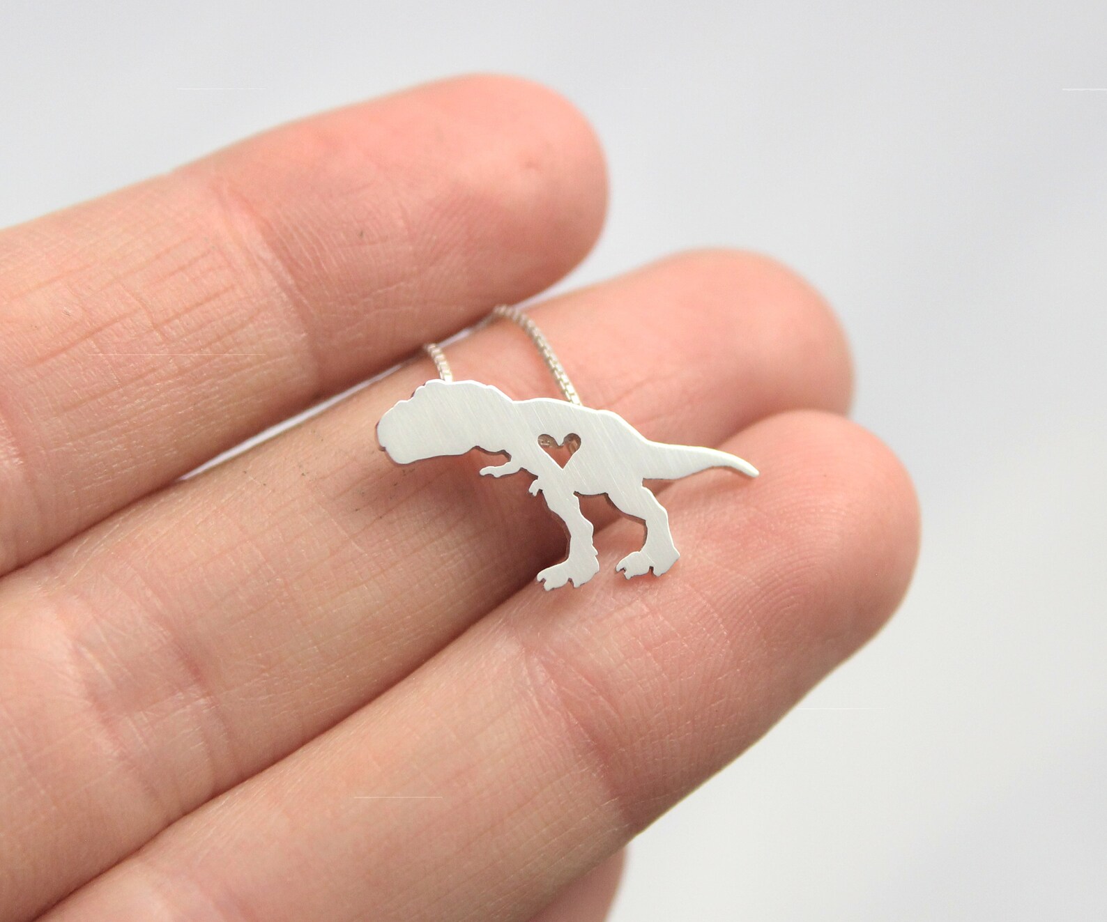 Tiny T-rex Necklace, Sterling Silver Dinosaur Pendant, Hand Made Animal ...