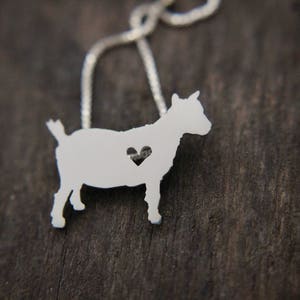 Tiny Pygmy Goat Necklace, Sterling Silver Hand Cut Pendant and Heart - Etsy