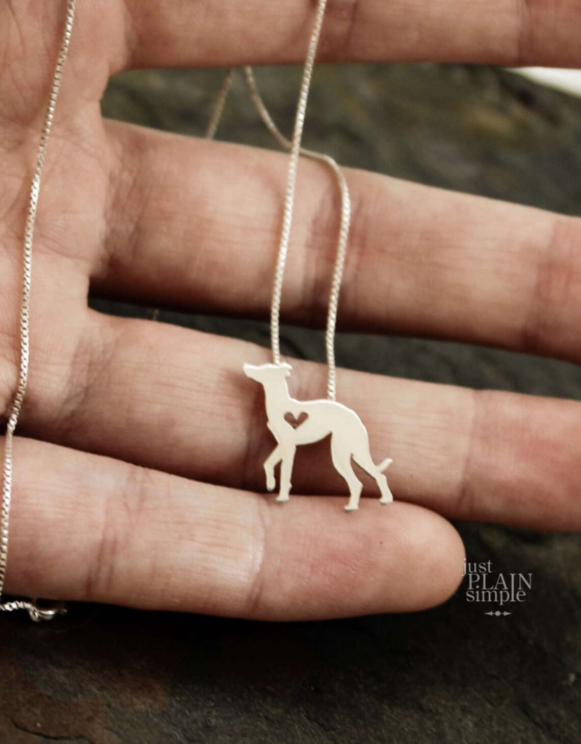 Tiny Whippet necklace sterling silver hand cut pendant and | Etsy