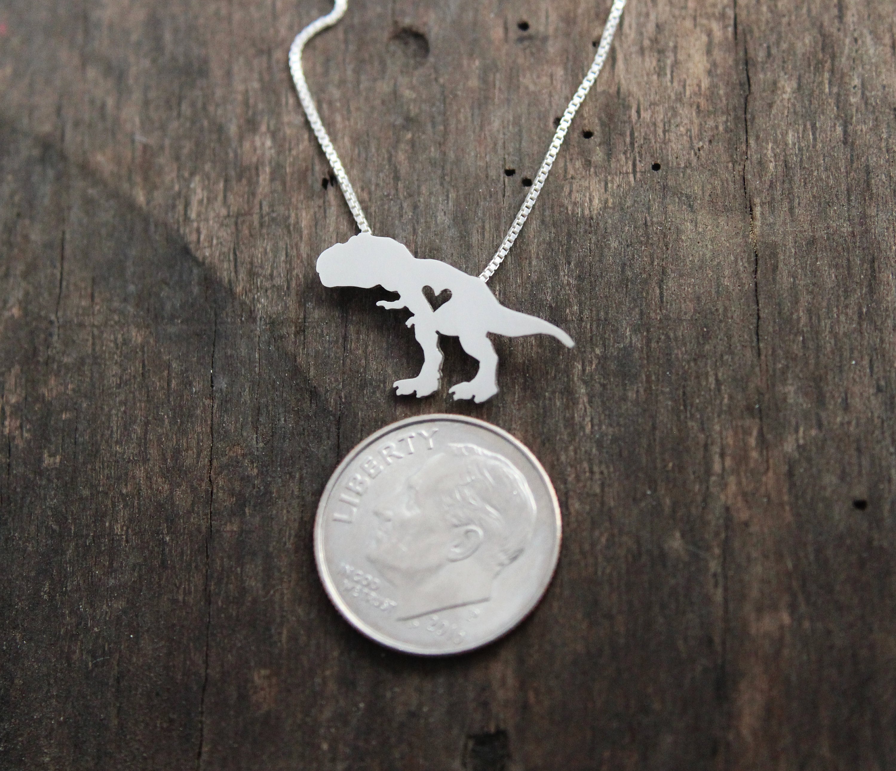 Tiny T-rex Necklace, Sterling Silver Dinosaur Pendant, Hand Made Animal ...