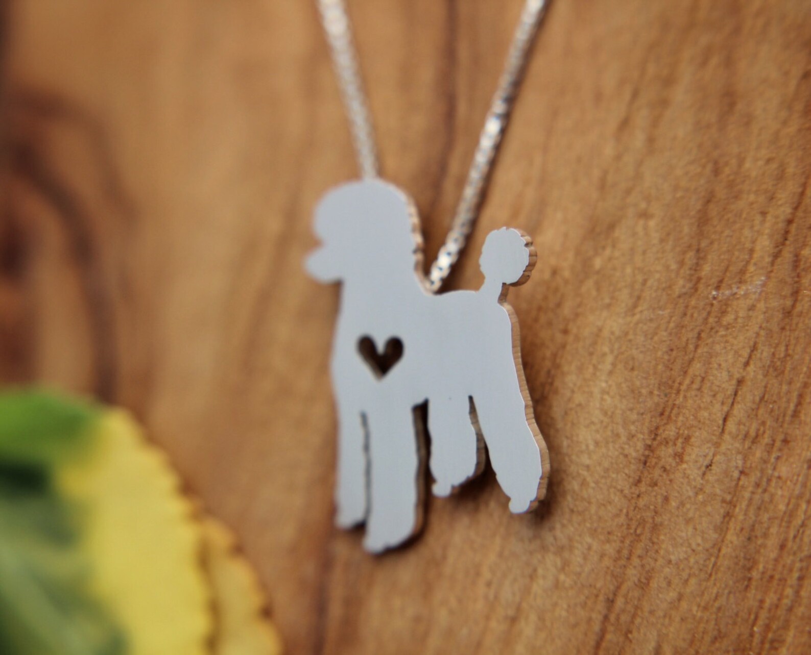 Tiny Poodle Necklace, Sterling Silver Hand Cut Pendant and Heart, Dog ...