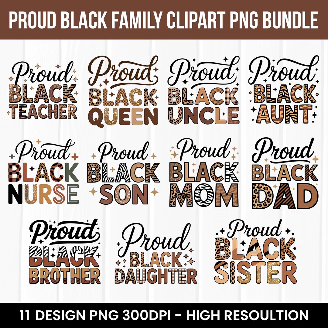 Proud Black Family Clipart Bundle PNG, Black History Month Png, Proud ...