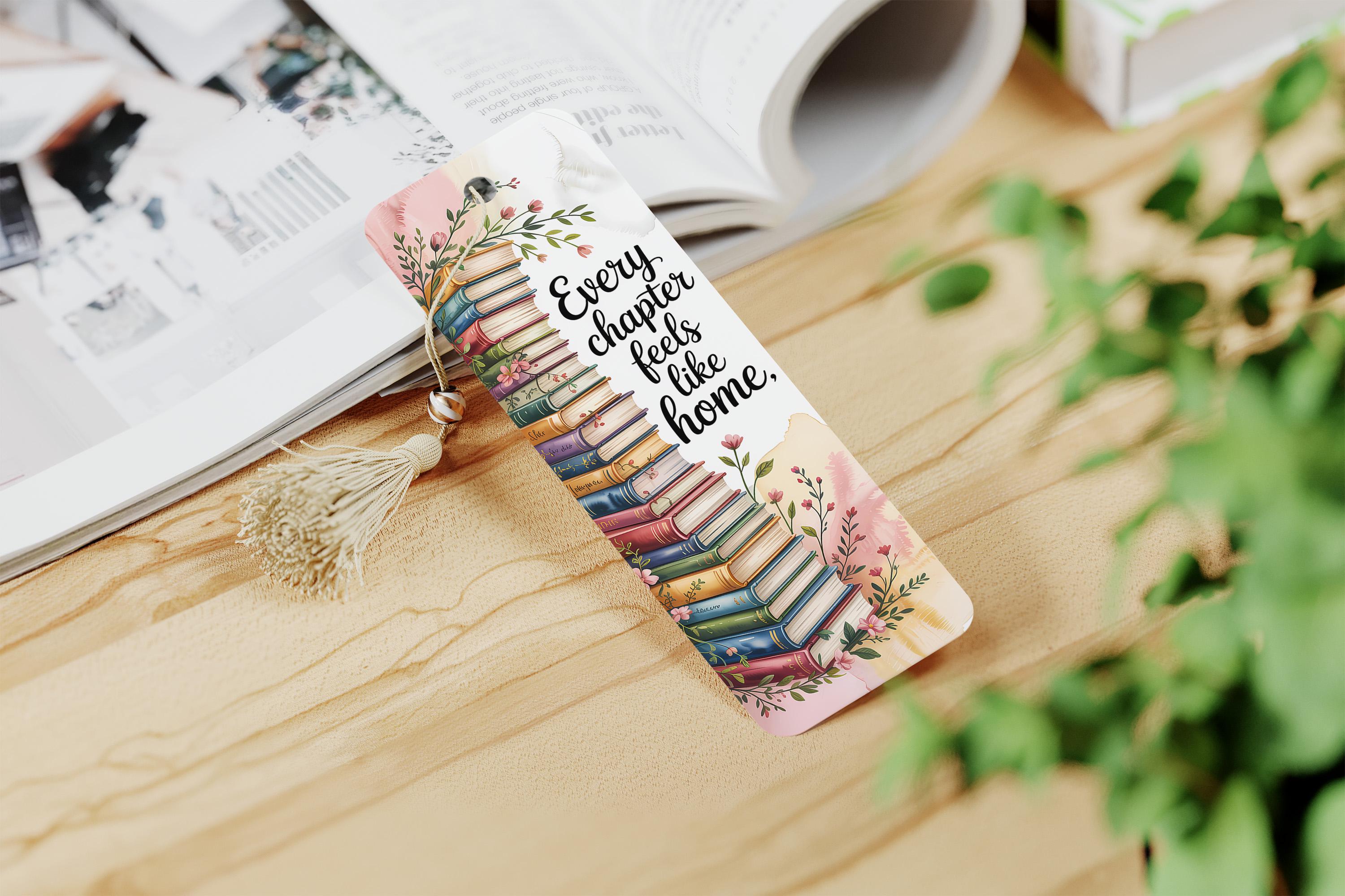 Stacked Books Floral Bookmarks PNG, Watercolor Reading Quotes Bookmarks ...