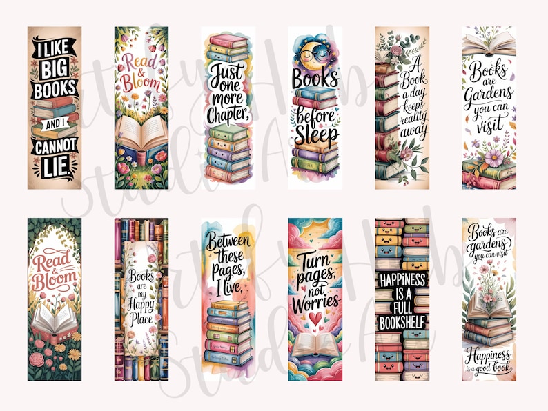 141 Quote Bookmarks Bundle, Inspirational Reading Bookmark Png ...