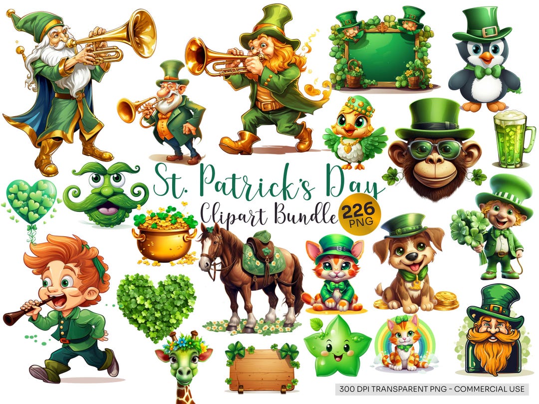 St. Patrick Day Clipart Bundle | St Patrick Day Animal Clipart Bundle ...