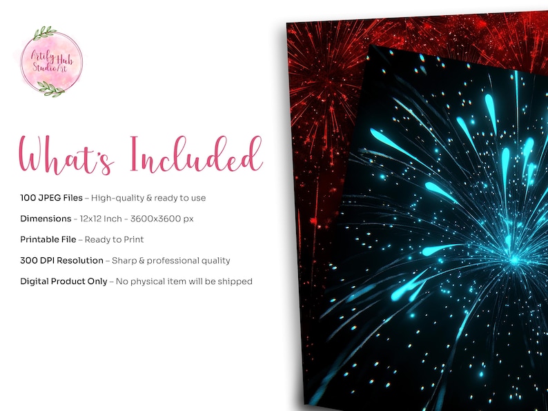 Fireworks Background Digital Paper Bundle, 4th of July Backgrounds ...