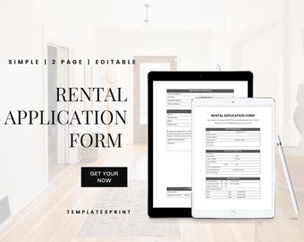 Rental Application Template | Editable Tenant Application Form | Landlord Printable PDF ...