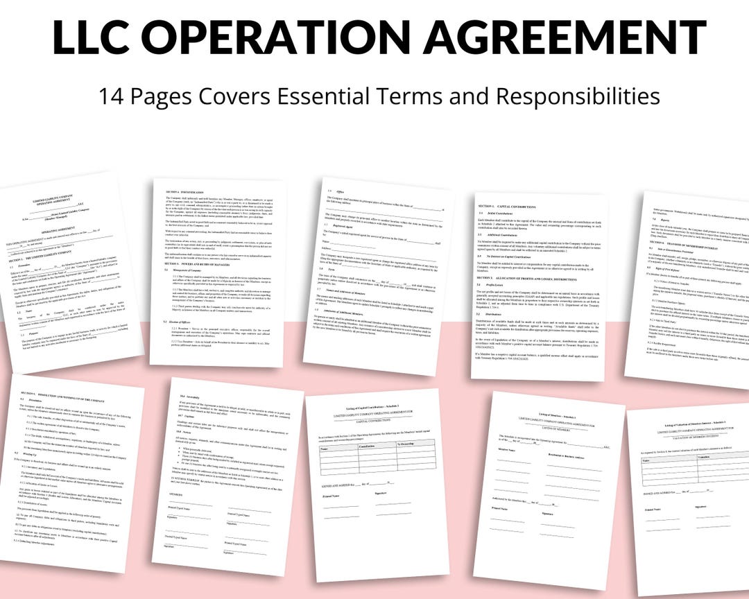 LLC Operating Agreement Form | Member Managed LLC Operating Agreement ...