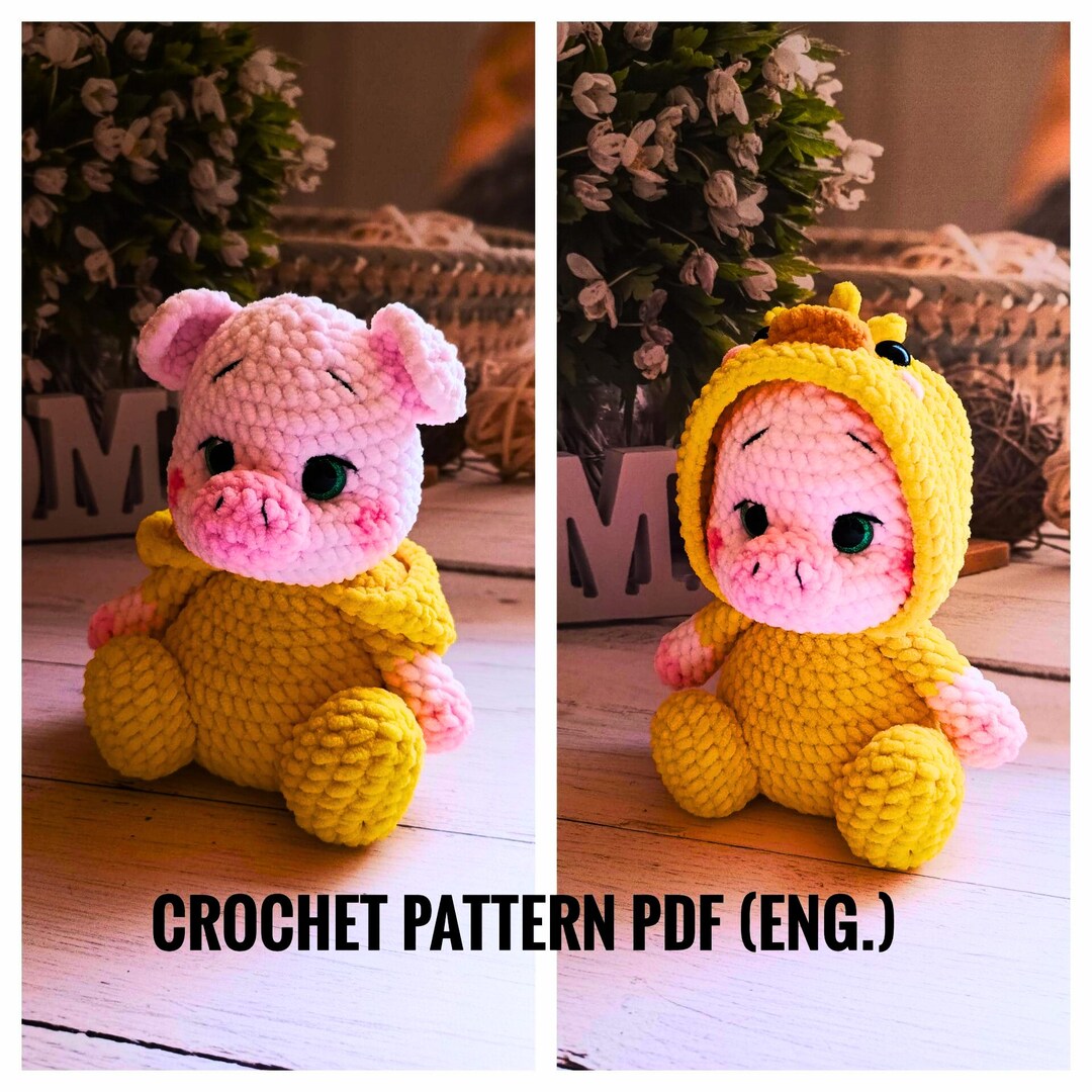 Pig Crochet Pattern, Amigurumi Pig Pattern, Cute Pig Plush PDF, Stuffed ...