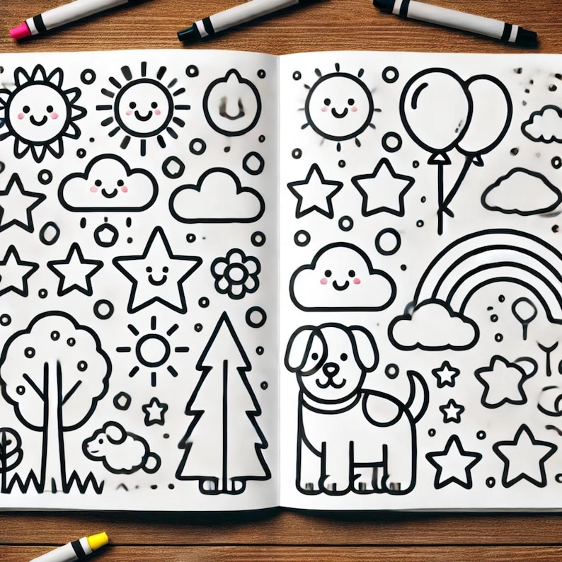 Printable Kids Learning Book | 20 Pages of Big Icons for Coloring ...
