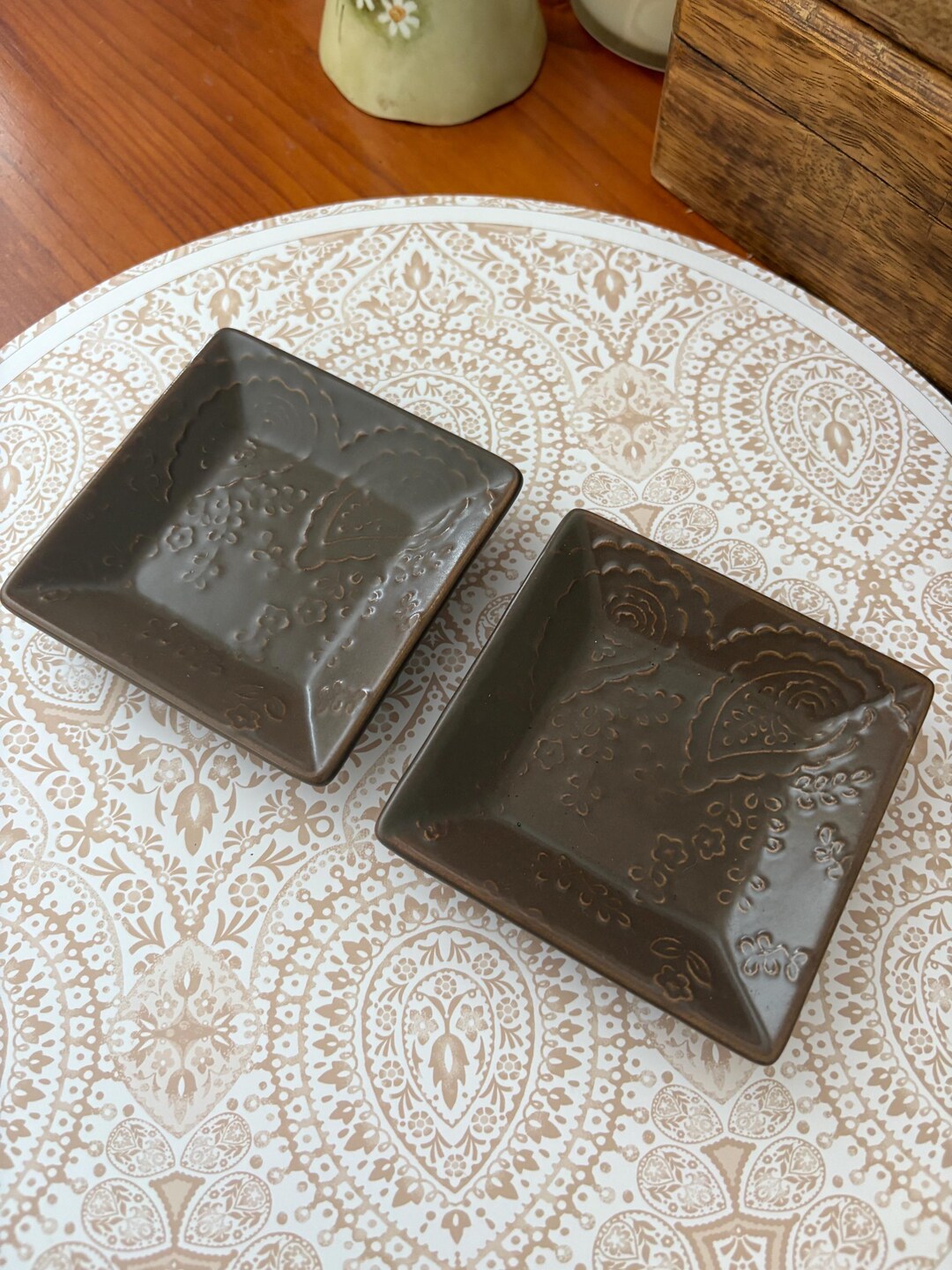 Vintage Embossed Ceramic Sauce Dishes / Trinket Trays – Set of 2 - Etsy