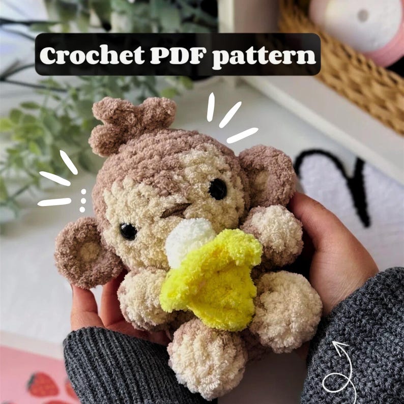 Crochet Pattern Monkey Plush Animal - Amigurumi Stuffed Toy - Crochet Pattern Monkey - Crochet ...