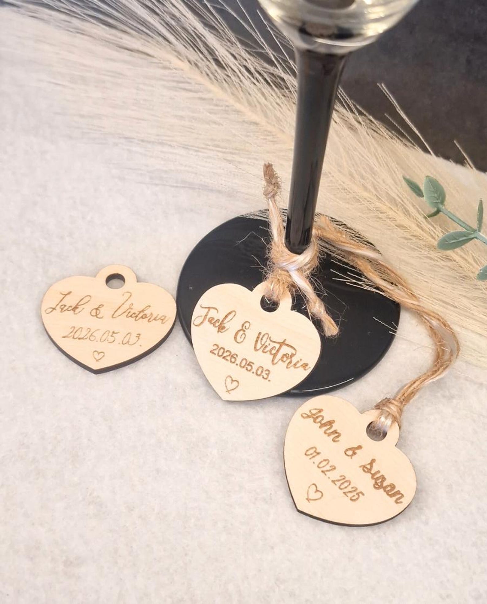 Wedding Favor Rustic Custom Tags, Personalised Wooden Hearts Couples ...