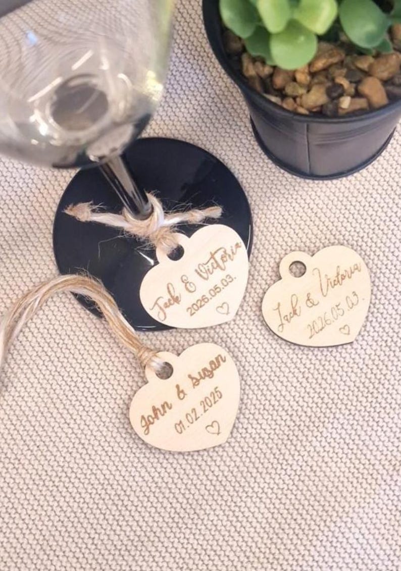 Wedding Favor Rustic Custom Tags, Personalised Wooden Hearts Couples ...