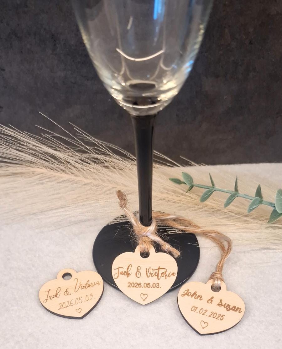 Wedding Favor Rustic Custom Tags, Personalised Wooden Hearts Couples ...