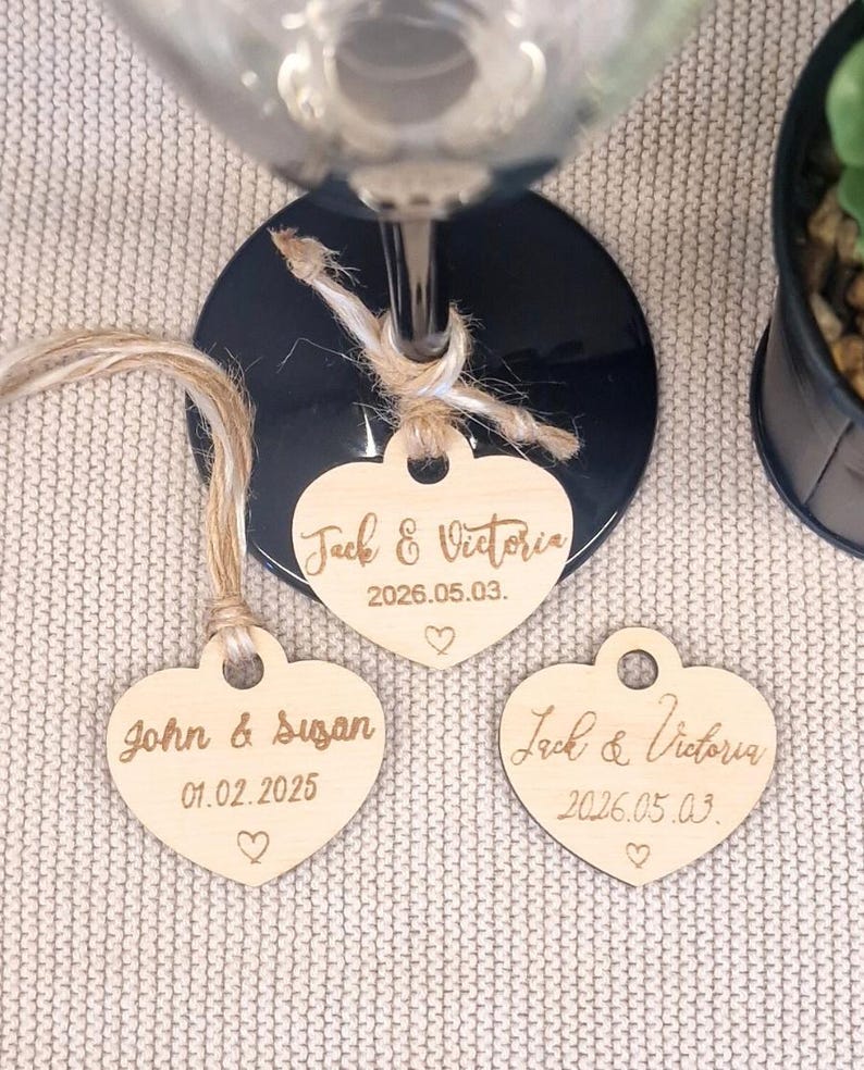 Wedding Favor Rustic Custom Tags, Personalised Wooden Hearts Couples ...