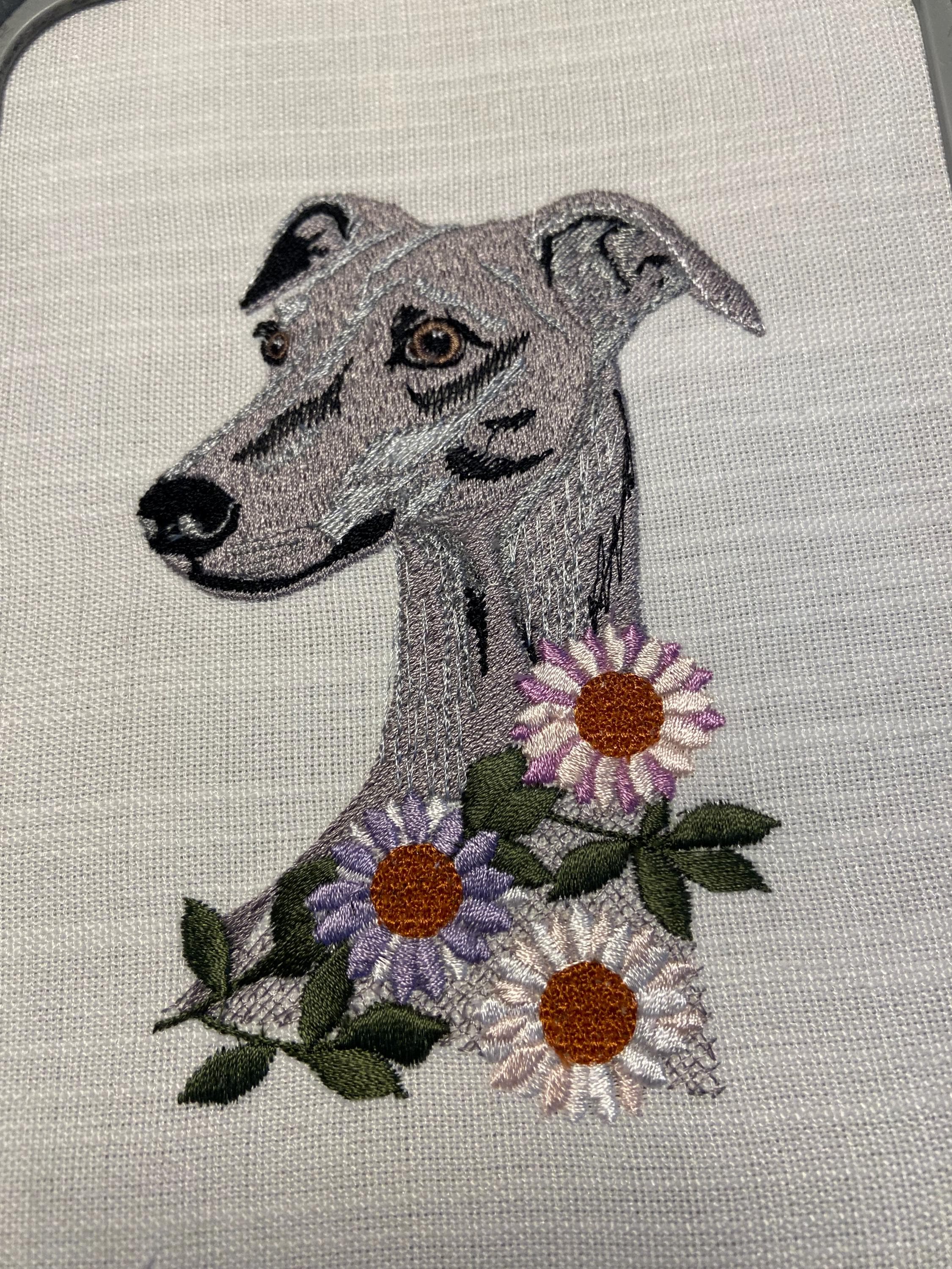 Dog Machine Embroidery With Flowers, Italian Greyhound, Whippet ...