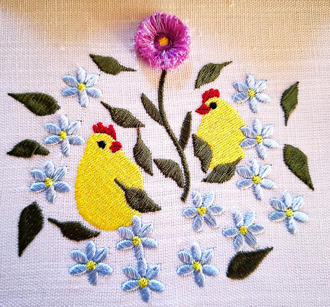 Easter Chick Machine Embroidery Design – Floral, Fringe Flower Digital ...