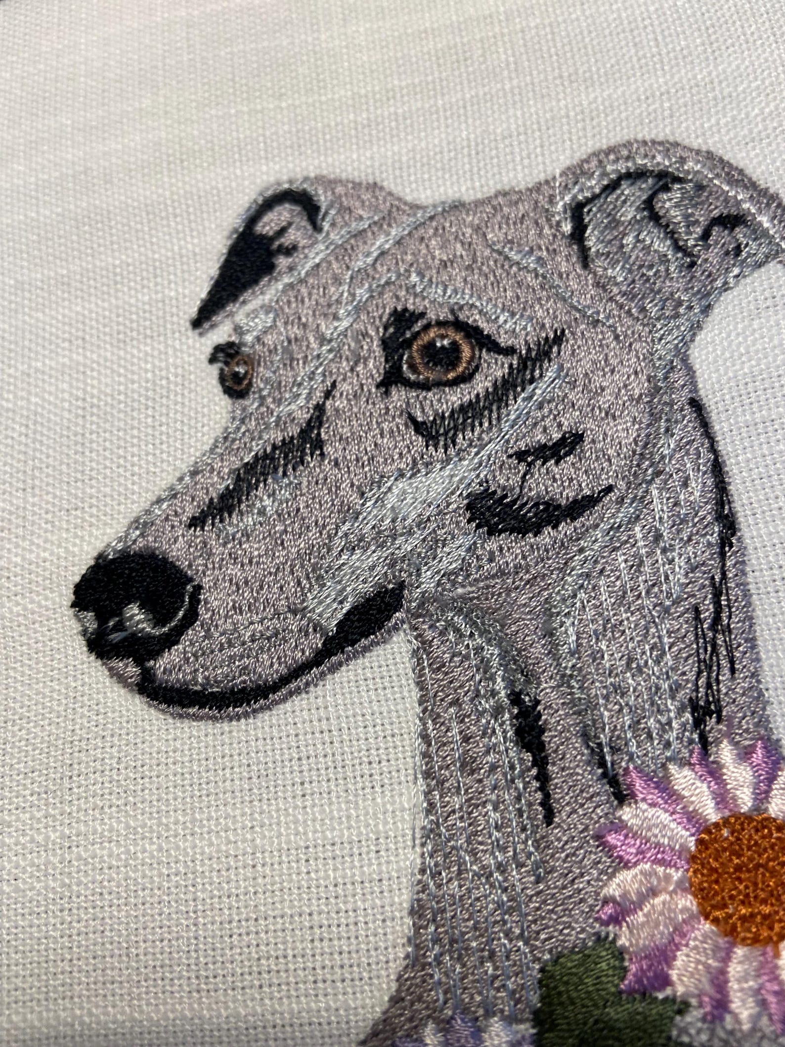 Dog Machine Embroidery With Flowers, Italian Greyhound, Whippet ...