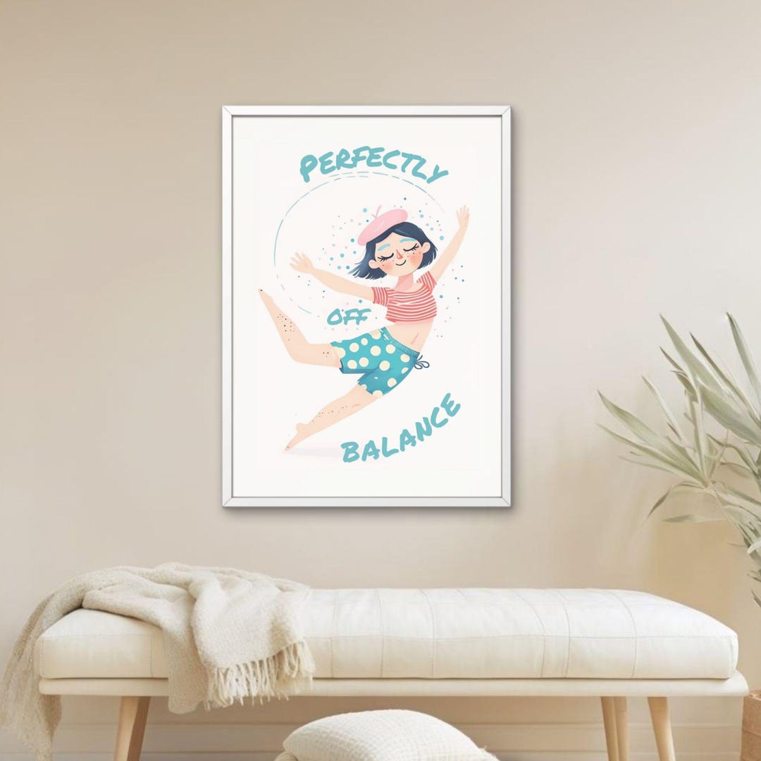 Off-balance Girl Print, Funny Girl Poster, Cartoon Girl Wall Art With ...