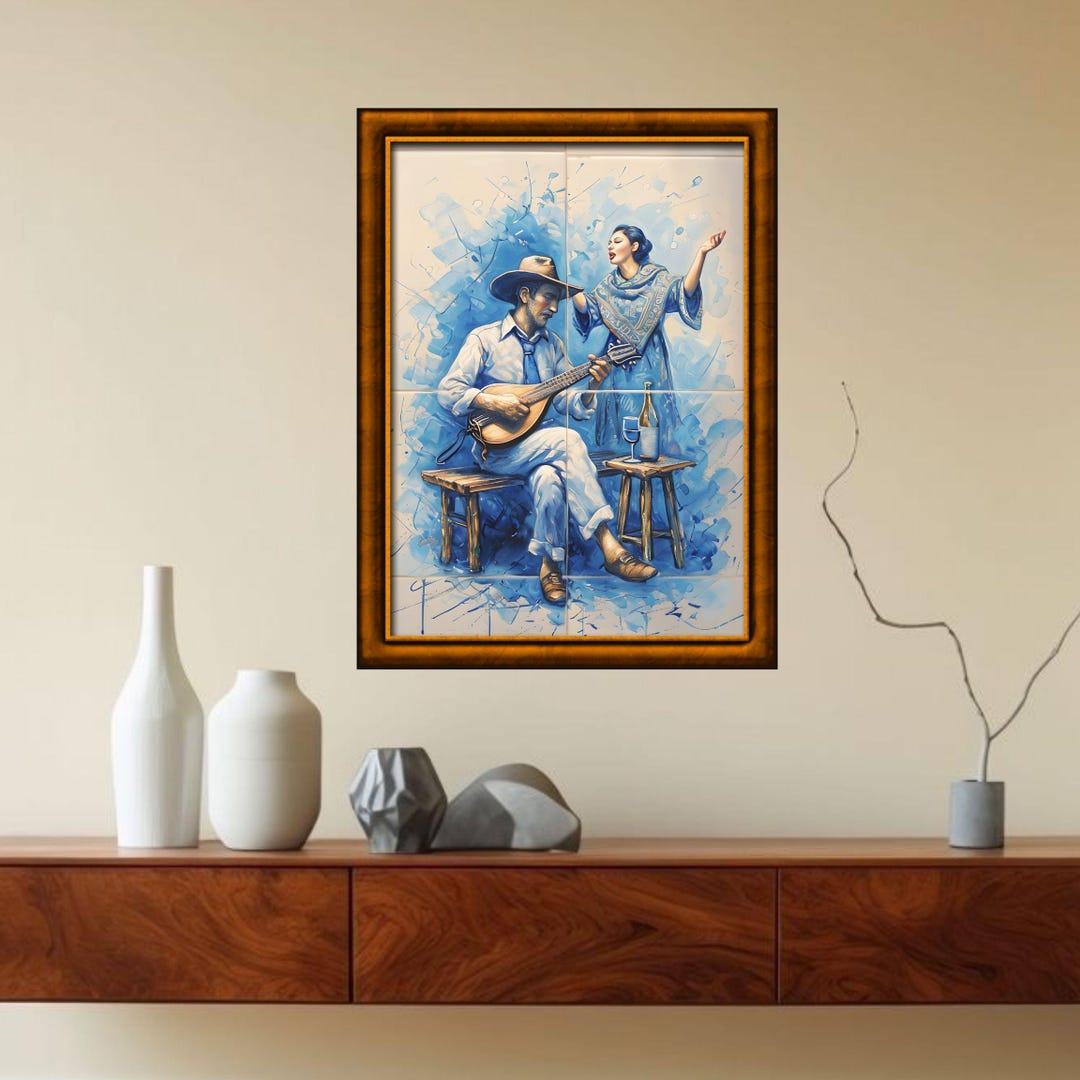 Vintage Fado Portuguese Music Art Print – Lisbon Guitar & Tile Wall Art ...