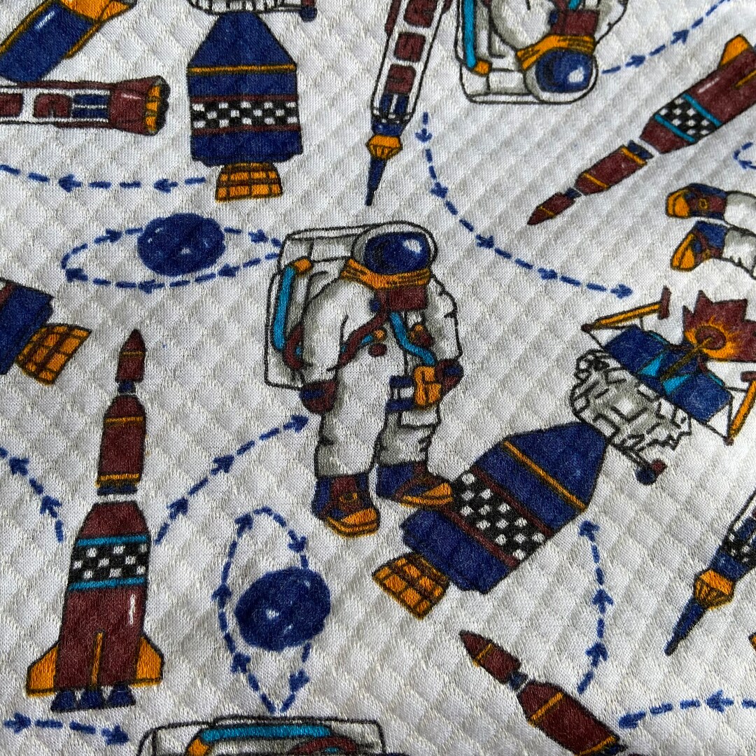 Spaceman Astronaut 60" Wide Stable Beefy Knit Fabric 20% Stretch 1-way ...