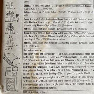 Simplicity 7900 Sewing Pattern 18 Inch Doll Fancy Period Gown and Cloak ...