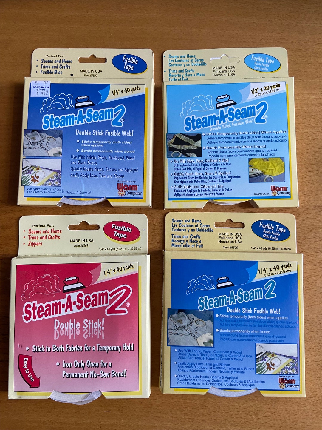 Steam-a-seam 2 Sold by the Roll 1/4" and 1/2" Stick to Both Fabrics ...