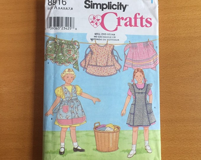 Simplicity 8916 Sewing Pattern Childs Apron. Size 3,4,5,6,7,8. Bias ...
