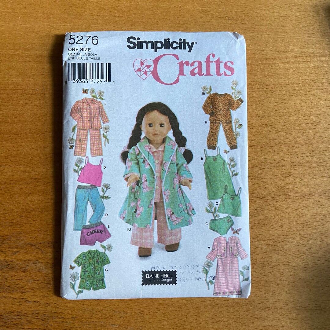 Simplicity 5276 Sewing Pattern 18 Inch Doll Elaine Heigl Designs Pj's ...