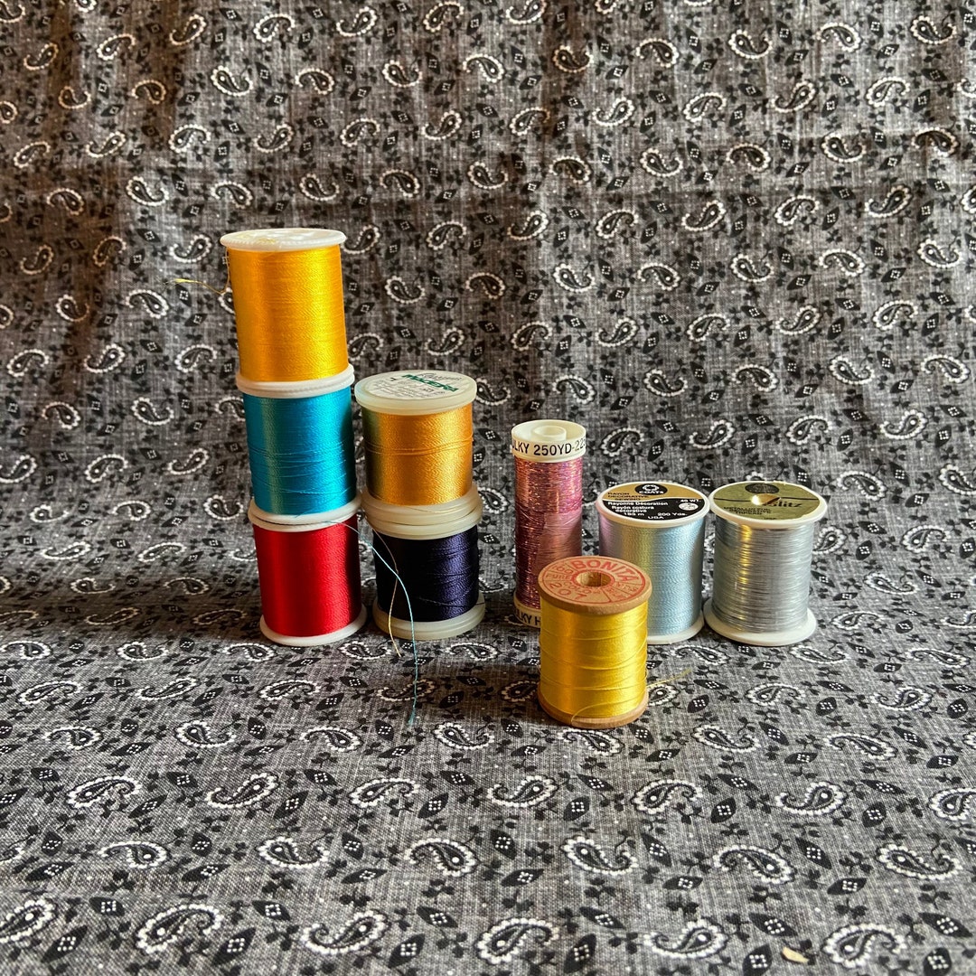 Lot of 9 Specialty Thread Spools for Embroidery, Crafting, Jewelry ...