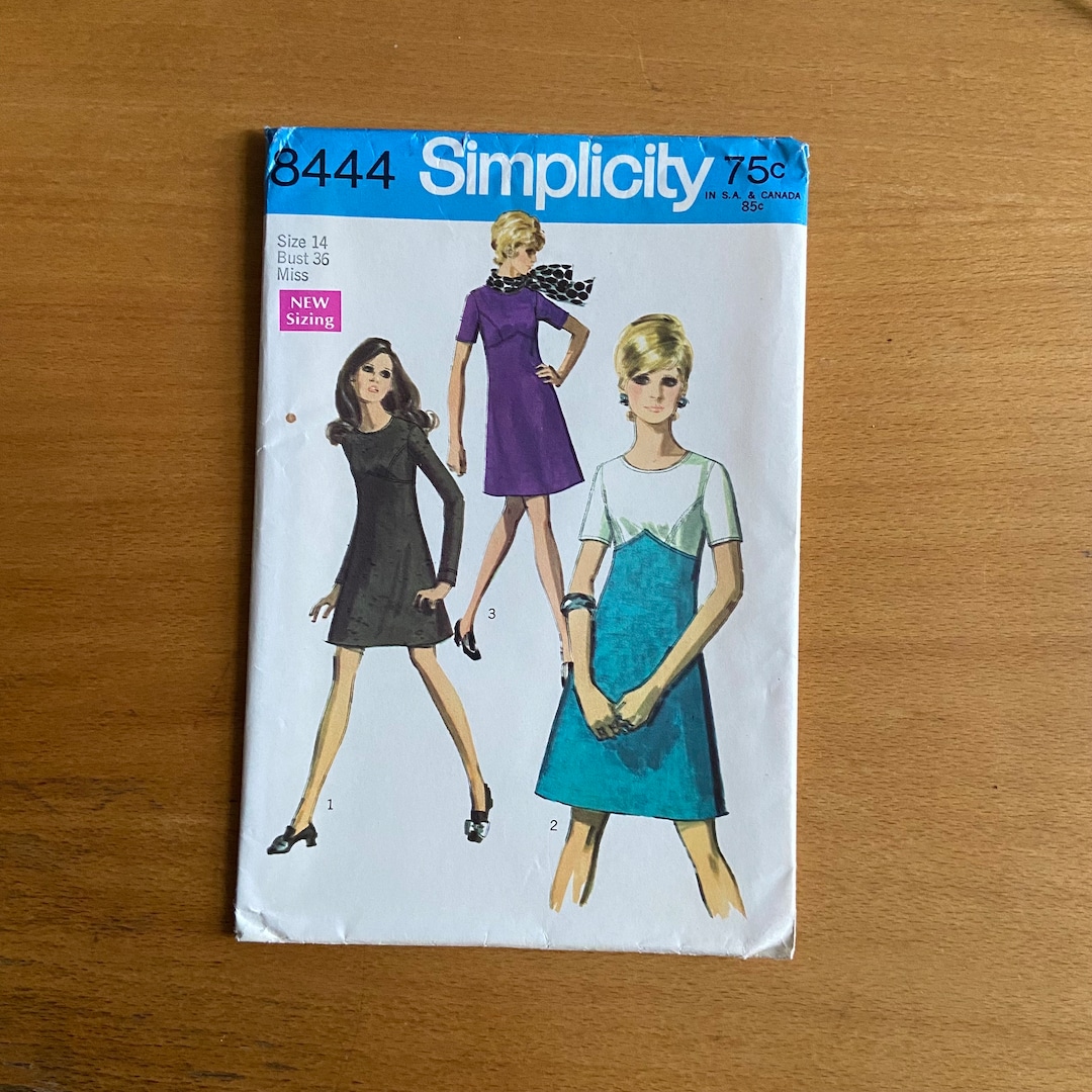 Simplicity 8444 -60s Style Dress Sewing Pattern Size 14, Bust 36 Round ...
