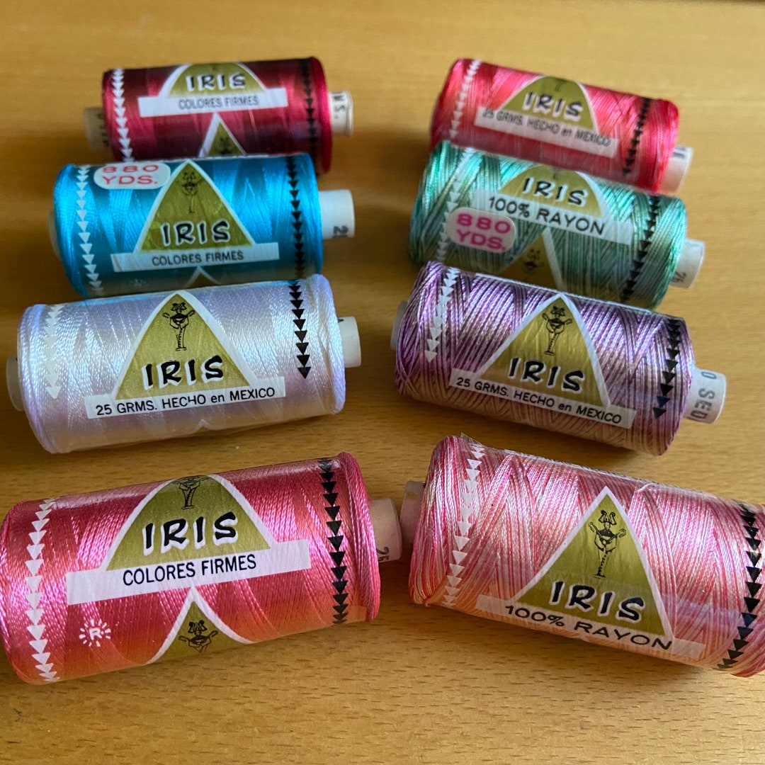 Variegated/solid Color Spool LOT 8-9 of IRIS Rayon Machine Embroidery ...