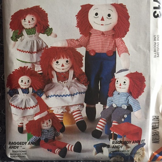 Raggedy Ann Doll Pattern and Raggedy Andy Vintage McCalls 5499 713 c ...