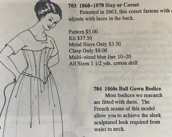 Past Patterns 703 1860s Skirt Supporting Corset Sewing Pattern Original ...
