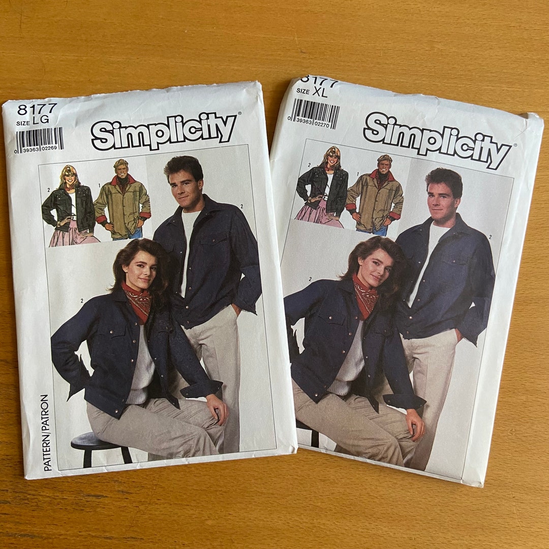 Simplicity 8177 Mens/womens Jacket Sewing Pattern. Size Lg 38 / Xlg 44 ...
