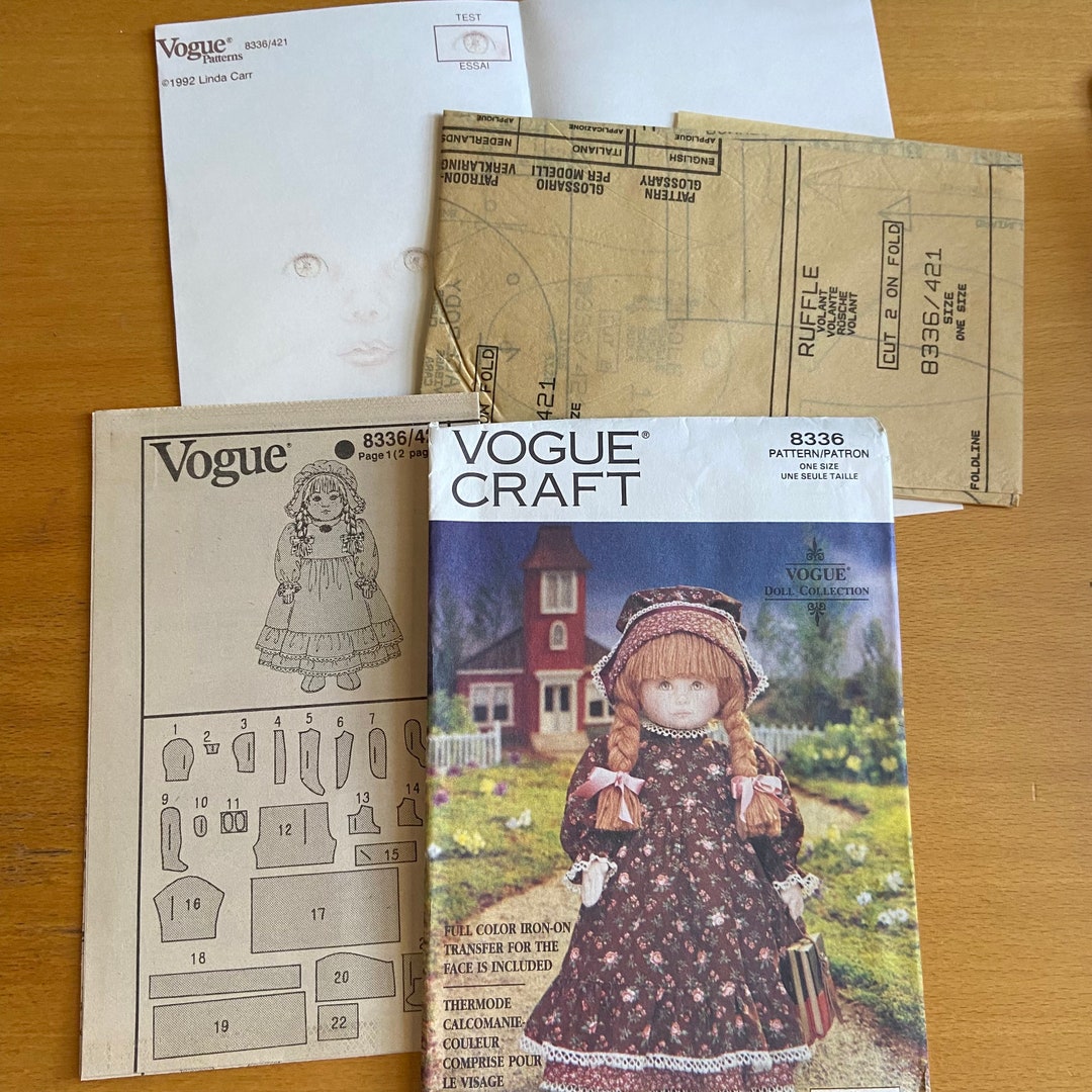 Vogue Craft 8336/421 Sewing Pattern 18 Inch Doll Clothing Early ...