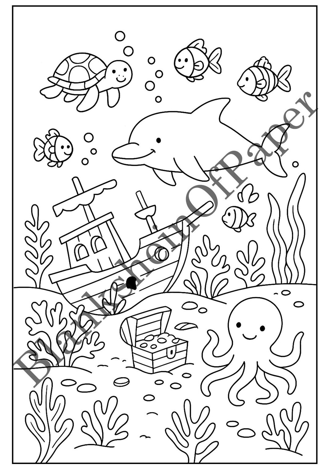 9 Children's Colouring Pages - Underwater World - Etsy