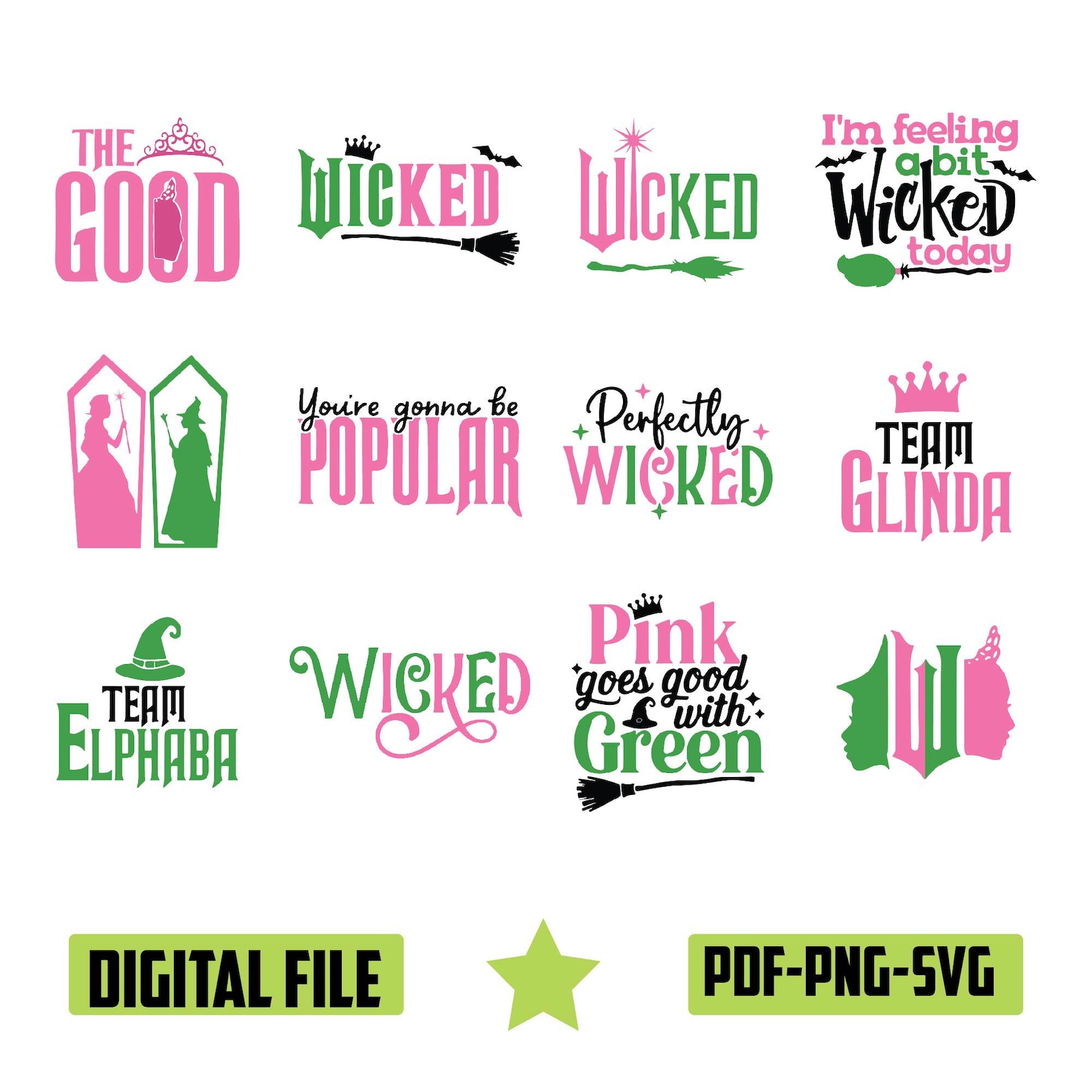 Wicked Svg,wicked Movie Svg,wicked Pink and Green Svg,i Have Been ...