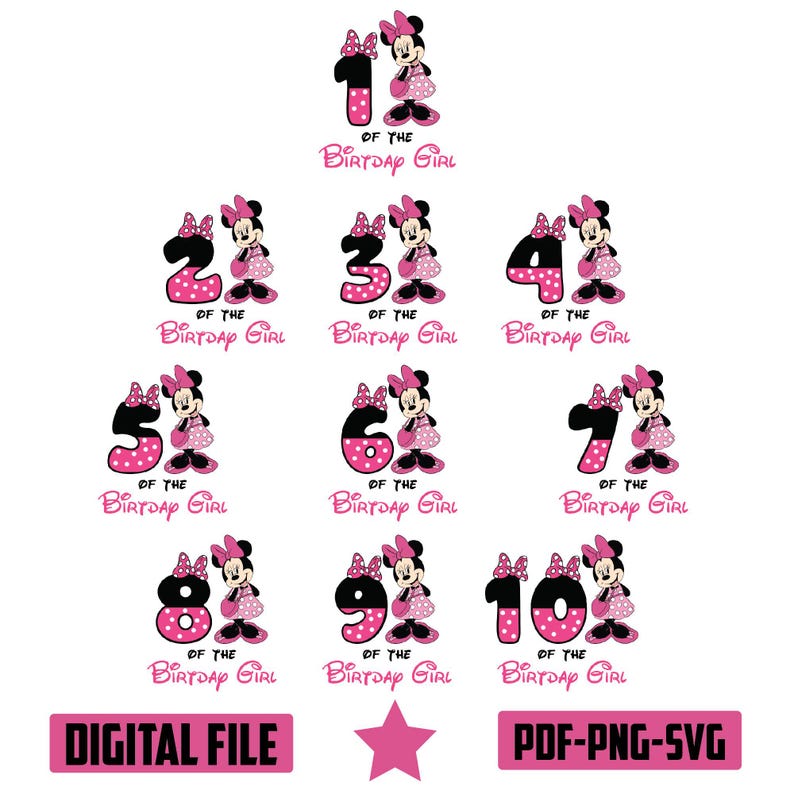 Mickey Minnie Number Svg Bundle Layered Item, Clipart, Digital Cricut ...