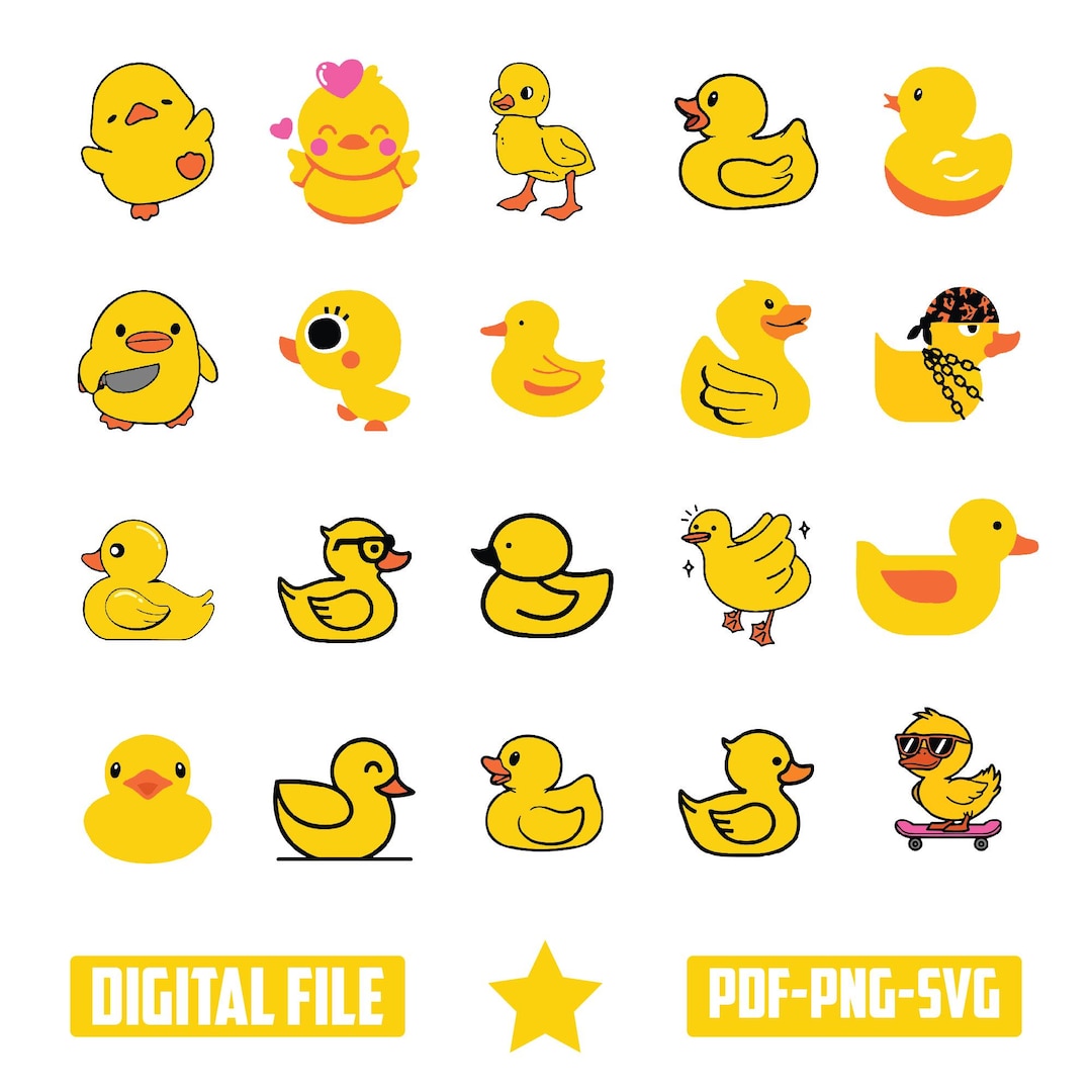 Duck Svg Bundle, Rubber Ducky Svg, Rubber Duck Svg, Duck Clipart, Duck ...