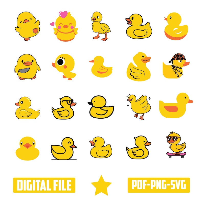 Duck Svg Bundle, Rubber Ducky Svg, Rubber Duck Svg, Duck Clipart, Duck ...